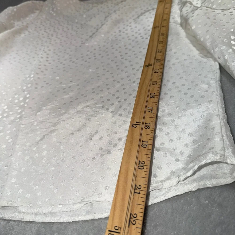Tops | Vintage White Jacquard Polka Dot Sheer Puff Long Sleeve Blouse ...